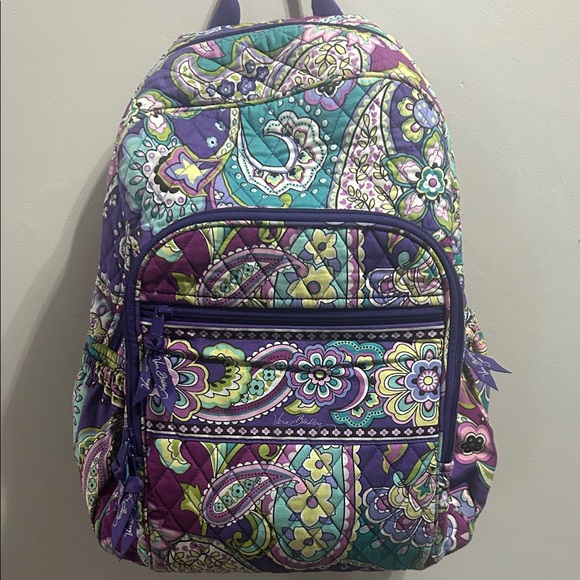 Vera Bradley | Bags | Vera Bradley Purple And Teal Paisley Backpack ...